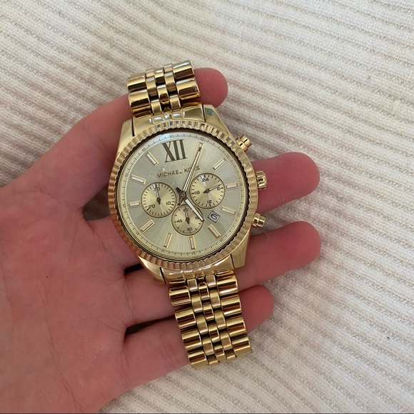 Michael Kors | Accessories | Michael Kors Mens Lexington Gold Watch ...